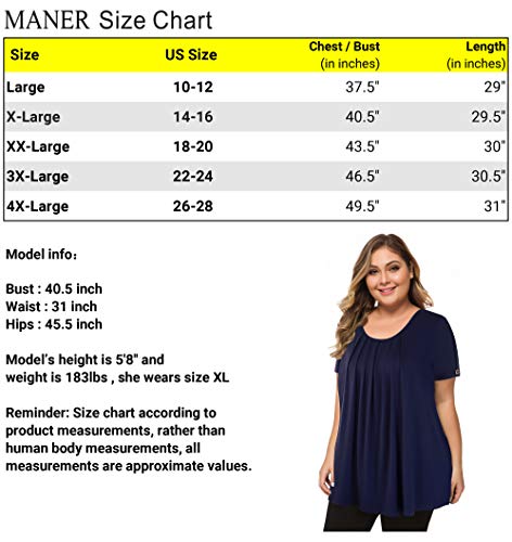 MANER Women's Plus Size Tops Short Sleeve Flowy Shirts Casual Blouses Tunic Tops L-4XL(Purple, XXX-Large)