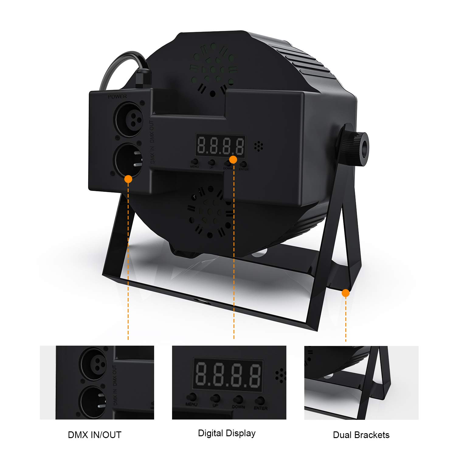 Missyee 18 RGB LED DJ Stage Uplight -DMX Control Sound Activated with Remote Control and 7 Modes LED for Wedding, Events, Christmas and Halloween Music Disco Party -R&D in USA -4 Pack