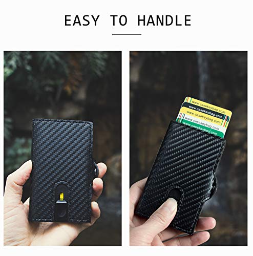 RFID Protection Minimalist Pop-Up Wallet Carbon Fibre Leather