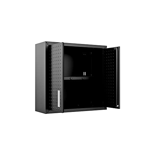 Manhattan Comfort Fortress 30" Floating Textured Metal Garage Cabinet with Adjustable Shelves, Set of 1, Charcoal Gray