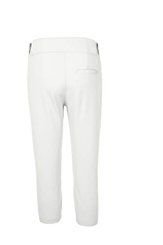 Mizuno girls Belted Stretch Fastpitch Softball Pant , White, Small