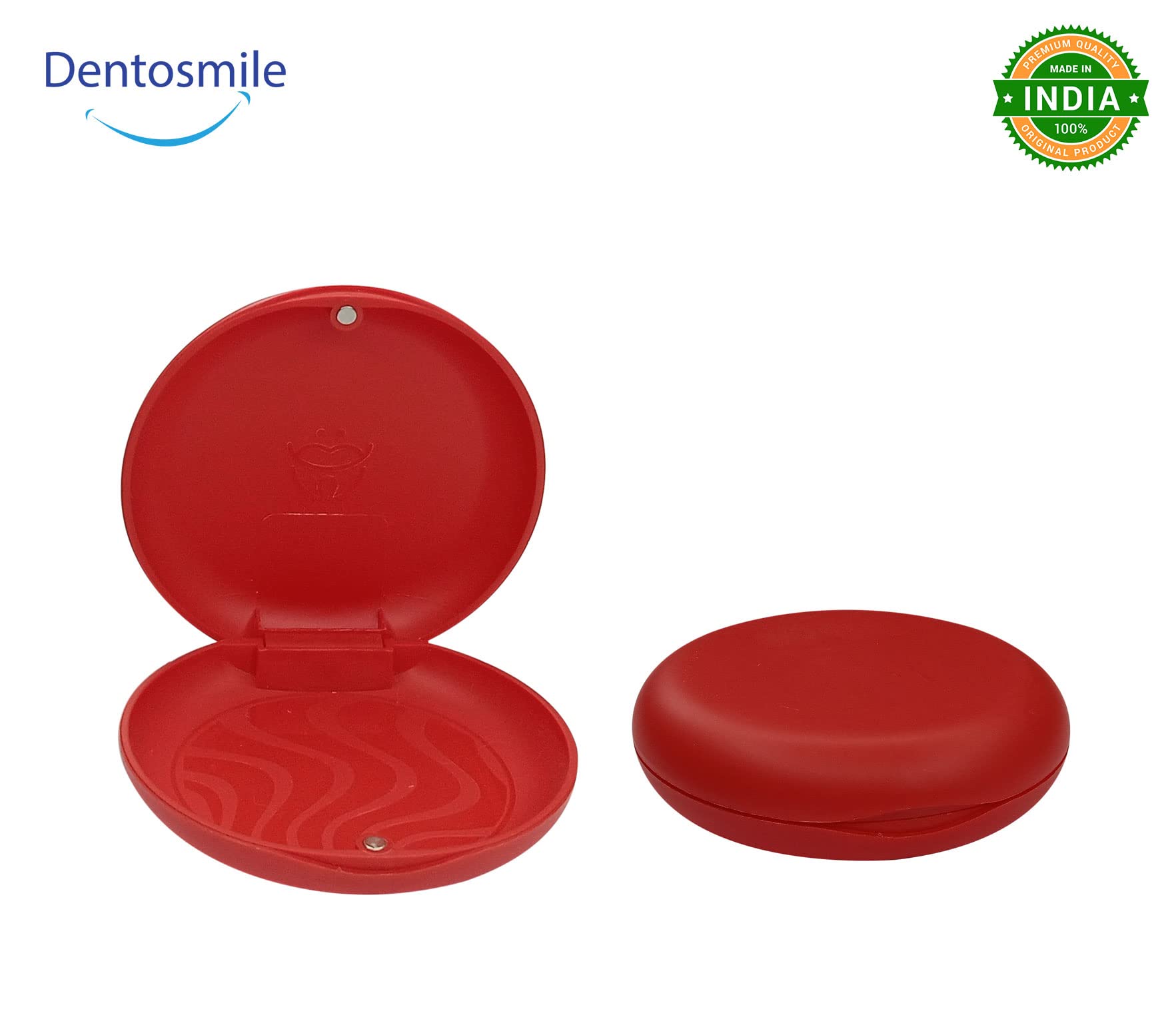Dentosmile Slim Aligner Case/Aligner and Retainer Case/Dental Orthodontic Retainer Box - Red Colour with Cotton Bag carry Case (Pack of 2)