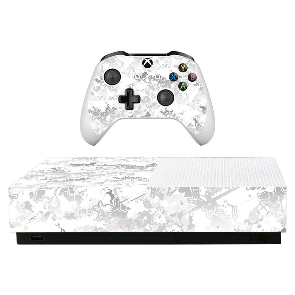MightySkins Skin for Microsoft Xbox One S All-Digital Edition - Viper Snow | Protective, Durable, and Unique Vinyl Decal wrap Cover | Easy to Apply, Remove, and Change Styles | Made in The USA