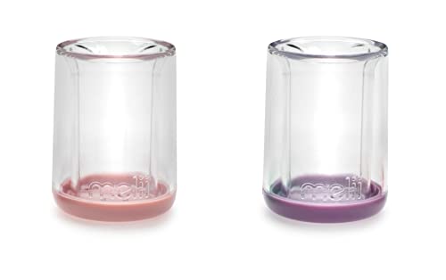 melii Double-Walled Bear Drinking Cup for Toddlers, Kids and Children (Pink + Purple - 2 Pack)