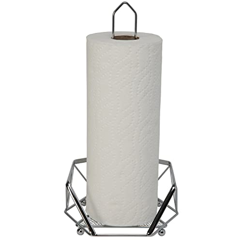 Kitchen Details Chrome Geode Paper Towel Holder | Countertop | Free Standing | Holds 1 Large Roll | Rust Resistant | Decorative
