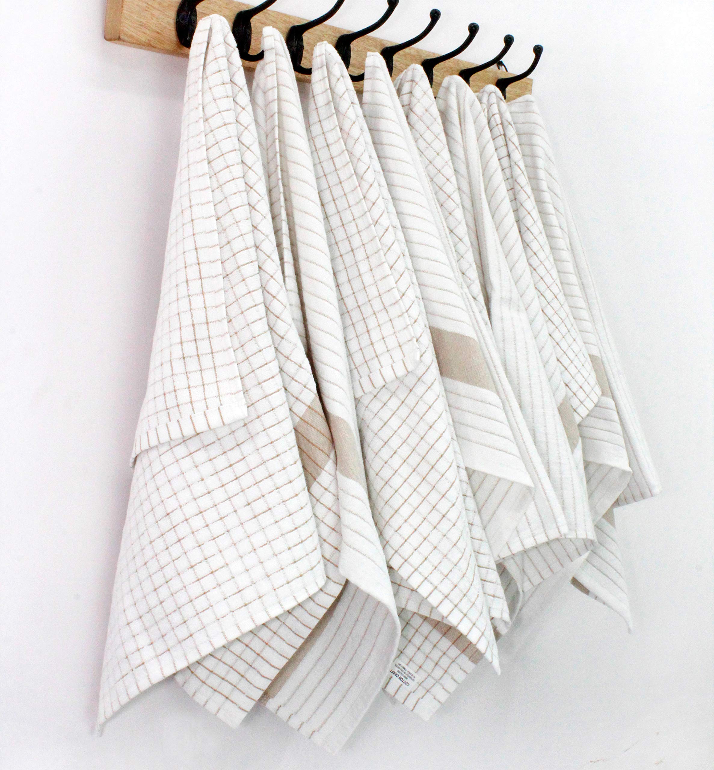 COTTON CRAFT Amazing Kitchen Towels - 8 Pack Reusable Terry Towel - 100% Cotton European Waffle Pantry Bar Cleaning Cloth Towel - Quick Dry Low Lint Soft Absorbent Dish Towels - Large 20 x 30 - Linen