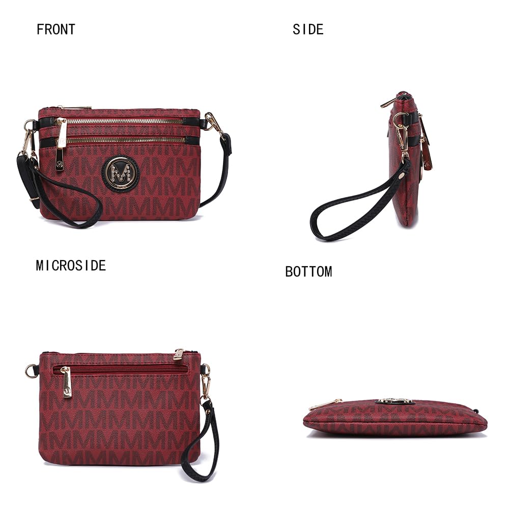 MKF 2 in 1 Crossbody Bags for Women, Wristlet Purse - Ladys Small PU Leather Messenger Handbag - Adjustable Strap White