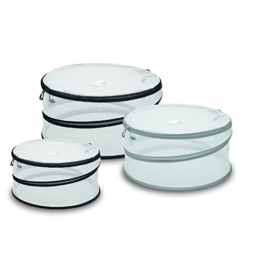 Kitchen Details, Multi Sized Set 3 Pack Pop Up Food Cover Protector Screens | Collapsible | Outdoor Picnic | Outside Party and BBQ Essential | Reusable | Keep Out Bugs, Grey
