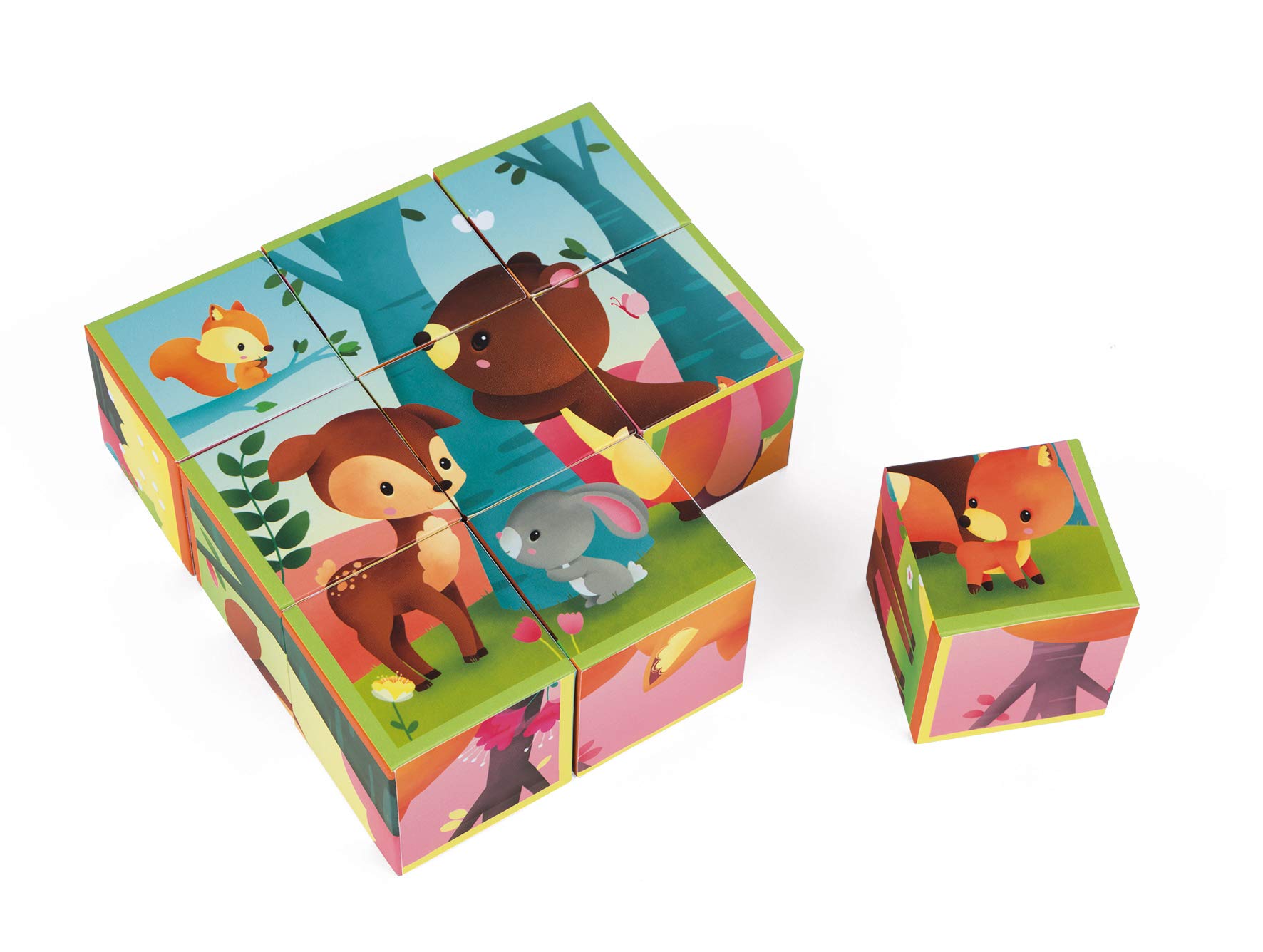 Janod Kubkid - 9 Blocks - Forest Animals Puzzle, One Color