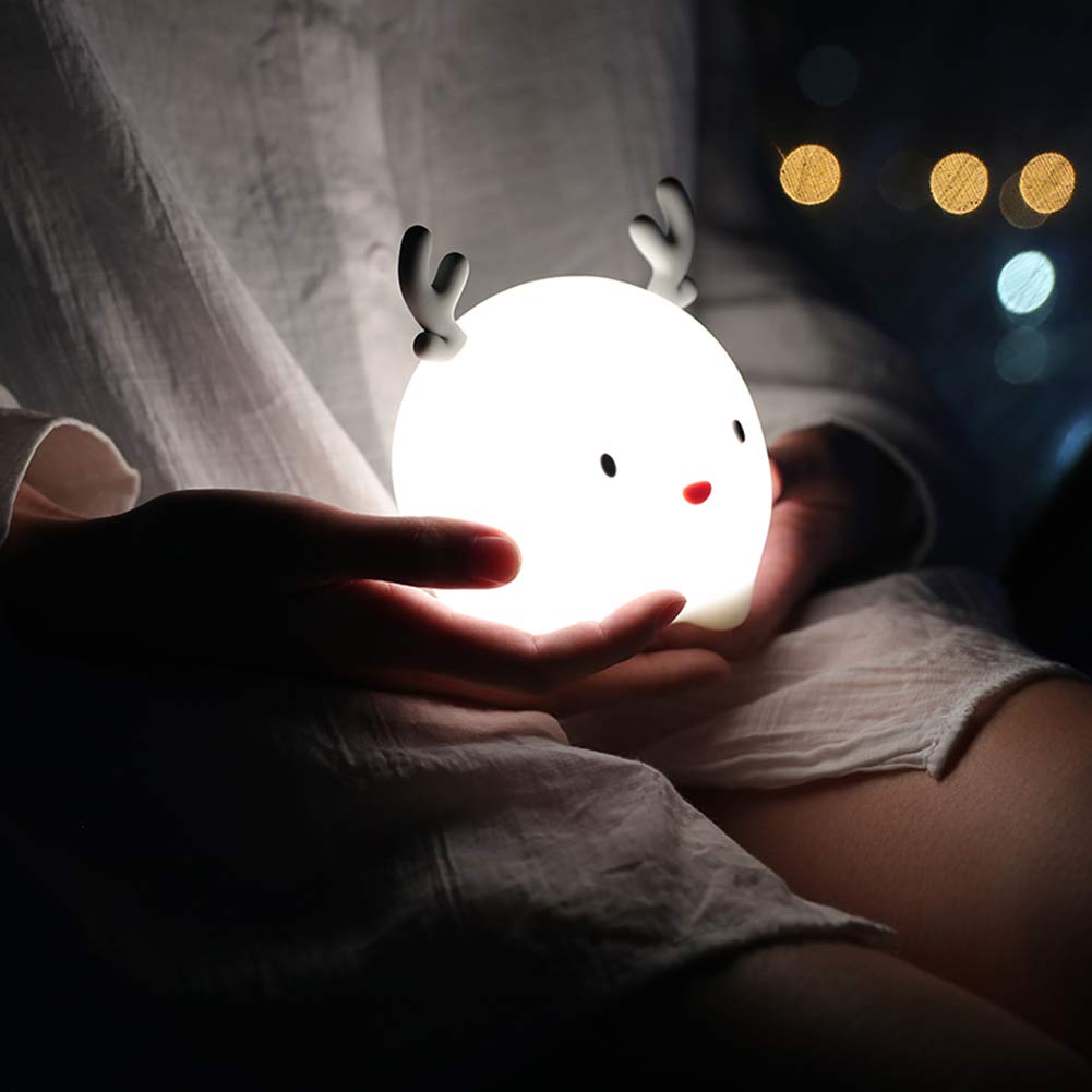 Deer Kids Night Light, Premium Silicone Nightlight for Kids, Cute and Dimmable Silicone Lamp for Soothing Bedtime Ambiance