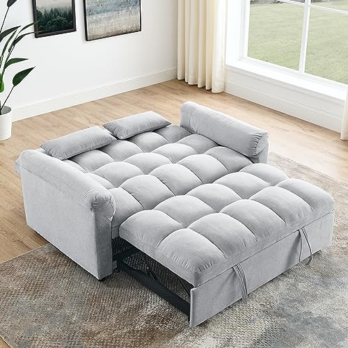 ERYE 3 in 1 Convertible Sleeper Sofabed,Modern Linen Tufted Upholstered Loveseat Sofa&Couch with Pull Out Sleep Couch Bed and Padded Armrests for Home,Office,Apartment,RV Living Room