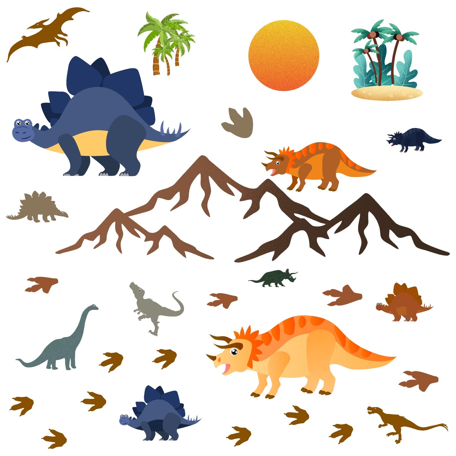 Colorful Dinosaur Wall Decals Peel and Stick