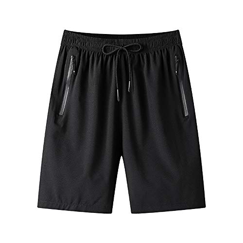 Men's Gym Workout Shorts Quick Dry Lightweight Athletic Training Running Hiking Jogger with Zipper Pockets(Muaney-MenSportShorts7022-Black02-M)