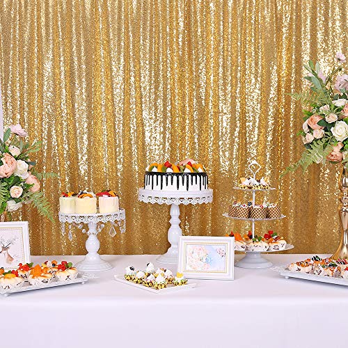 KNGKILQN Gold Sequin Backdrop Curtain - 2 Panels 2.2x8FT Gold Glitter Backdrop Party Photo Sequin Curtains Wedding Brithday Christmas Sparkle Photography Background