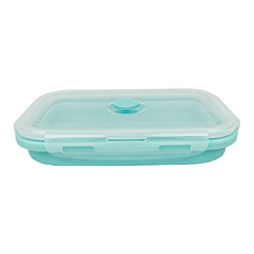 CCyanzi Set of 4 Collapsible Containers Food Storage Collapsible Bowls for Camping Collapsible Silicone Food Containers with Airtight Lids, Microwave, Freezer Safe, For Camping