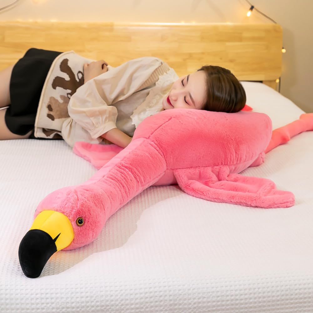Flamingo Stuffed Animal Plush Pillow Cute Giant Flamingo Plush Toy Plush Soft Hugging Pillow Flamingo Stuffed Animal Duck Plush Pillow Gift for Kids Birthday (43.3in Pink)