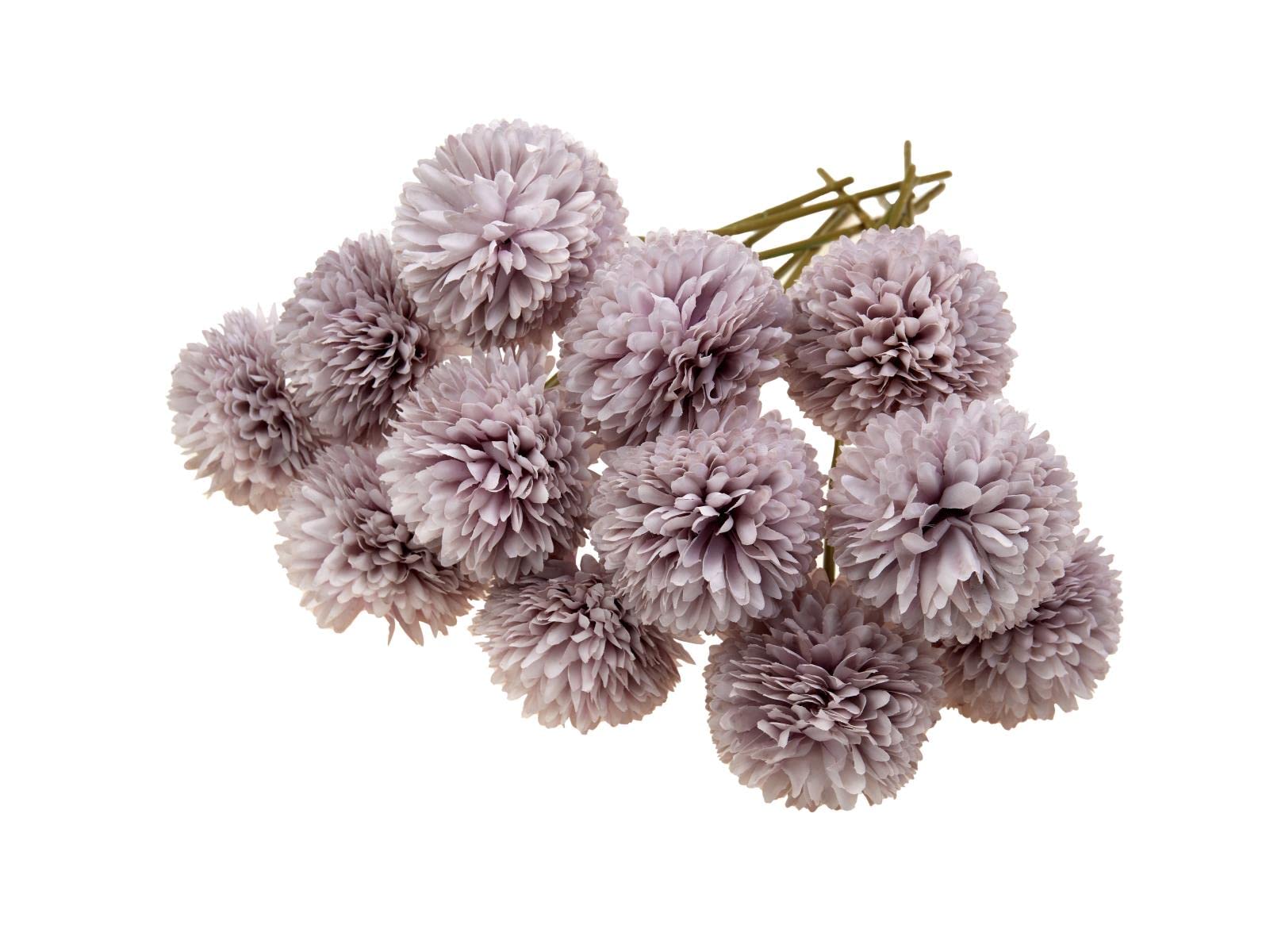 RUJIU 12 pcs Artificial Chrysanthemum Ball Flowers, Bride Wedding Bouquet Stem Plastic Hydrangea Silk Flower for Wedding Centerpieces Arrangements Party Home Table Flowers Garden Decor (Light Purple)