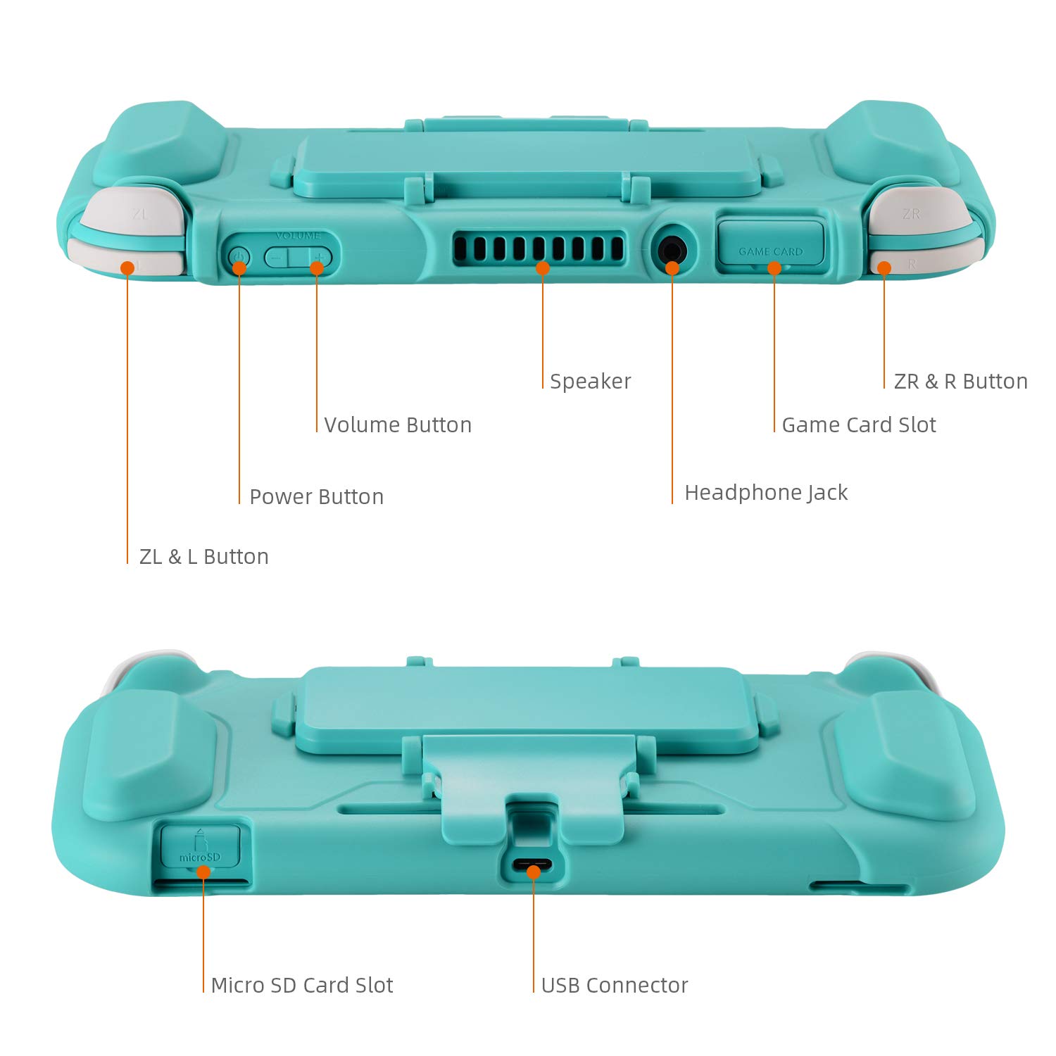 Protective Case Bundle for Nintendo Switch Lite, Tempered Glass Screen Protector, 4 Game Card Slots, Kick-Stand, Ergonomics Hand Grip, Shockproof, Anti-Scratch, Slim for Nintendo Switch Lite Case Blue