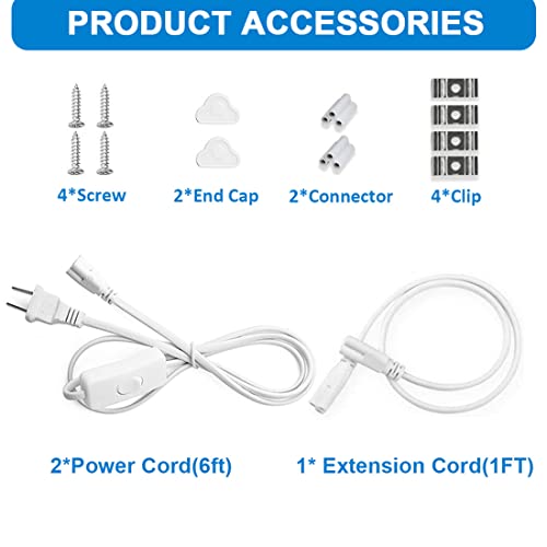 CNSUNWAY 2FT LED Shop Light, 20W 2500LM 6500K Super Bright, T8 LED Light Fixture, Clear Cover, Ceiling and Utility, V Shape, Linkable Tube Lights for Room, Garage, Workbench (2 Pack)