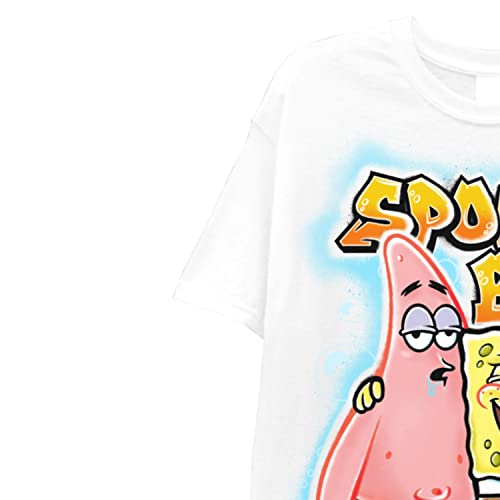 Mens Spongebob Squarepants Classic Shirt - Spongebob, Patrick & Krusty Krab T-Shirt (White, Medium)