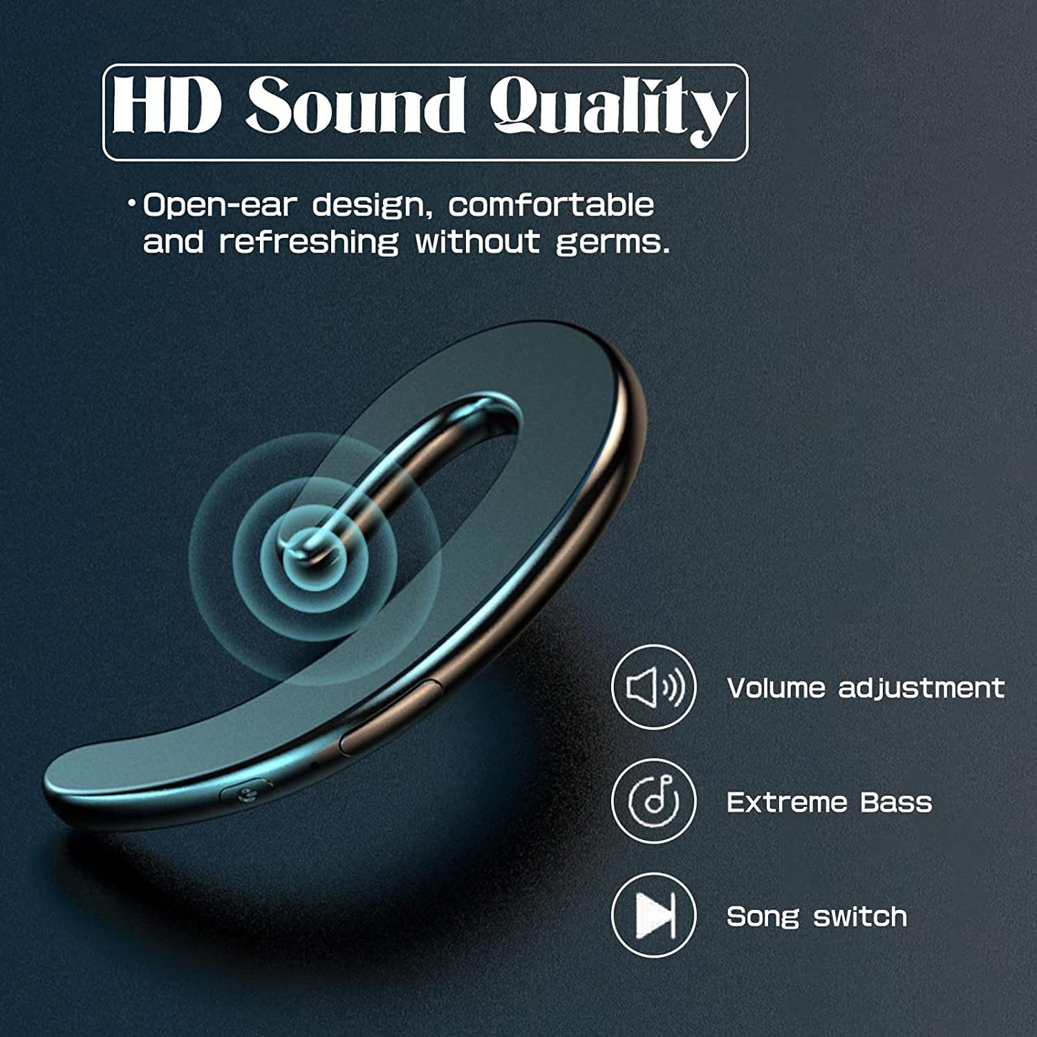 ESSONIO Open Ear Headphones Bluetooth earpiece Wireless Bluetooth Headphone with Microphone Headphone for Cell Phone Noise canceling Headphones