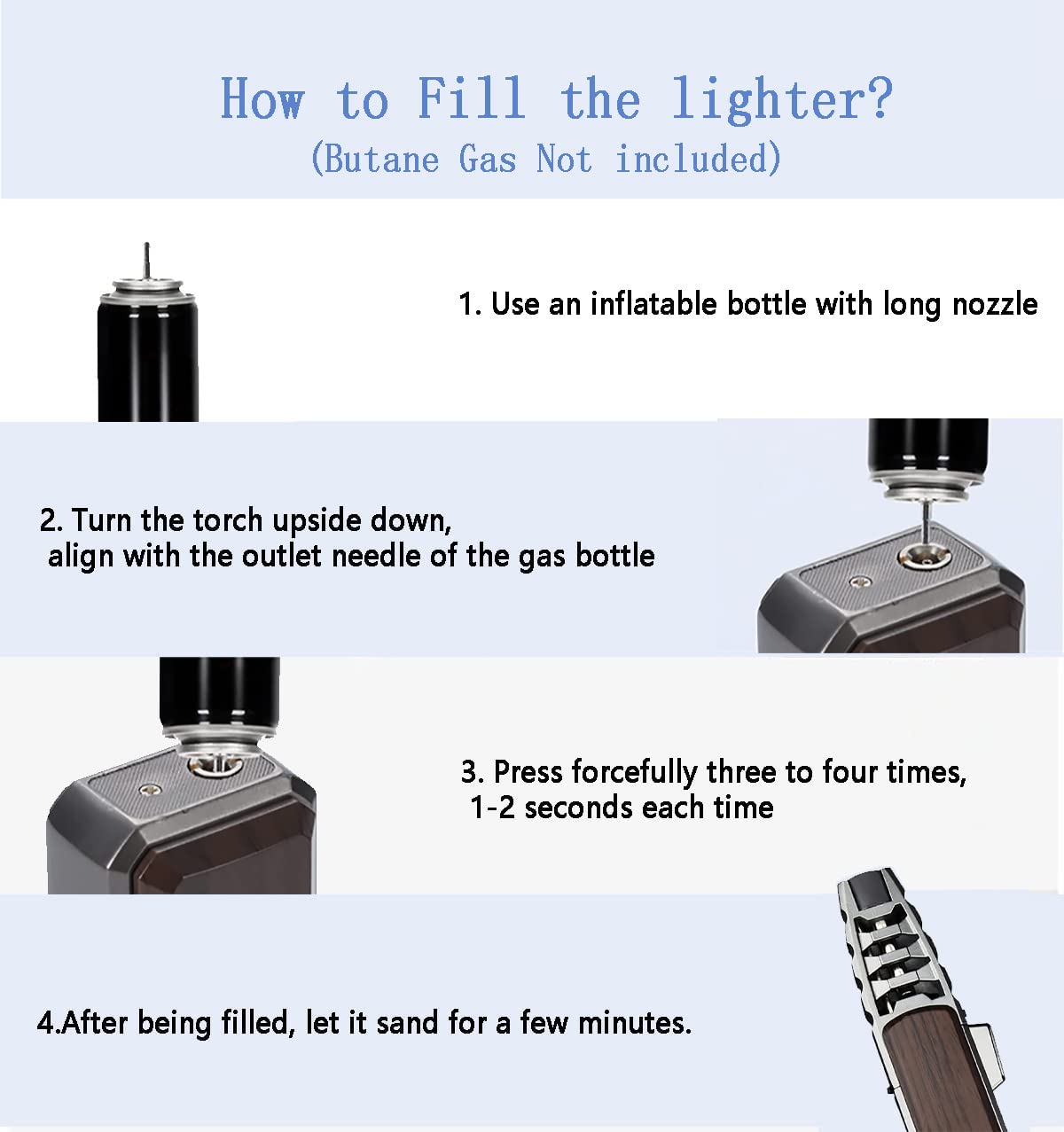 Butane Torch Lighter - Windproof Lighter, Refillable Adjustable Jet Flame Solar Beam Torch for Kitchen Candle Camping BBQ, Men Gift (Not Gas),1 PCS (Golden Black)