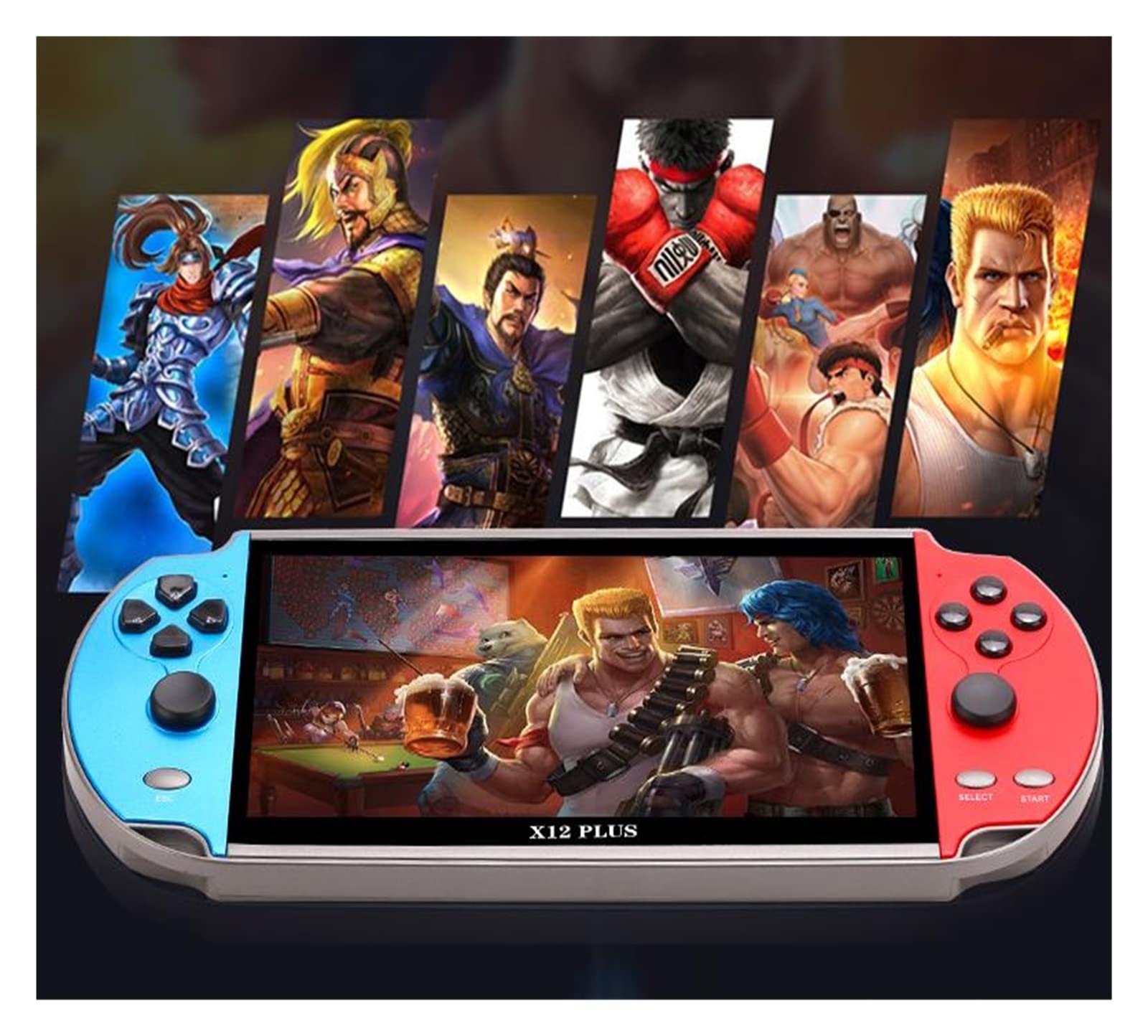 DEFLAB Game Machine X12 Plus 7-inch Retro Handheld Game Console, Portable Mp5, Nostalgic Arcade Game Console, Dual Video Games, Support/Gba/NES/MD/Smc/SFC Games Handheld Game Machine