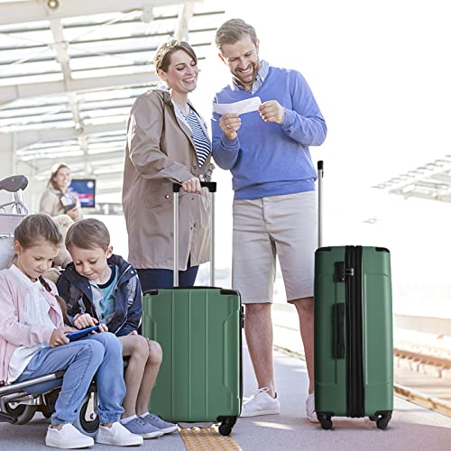 Merax Luggage Expandable Lightweight Spinner Suitcase with Corner Guards (Green1), 3-Piece Set (20/24/28)