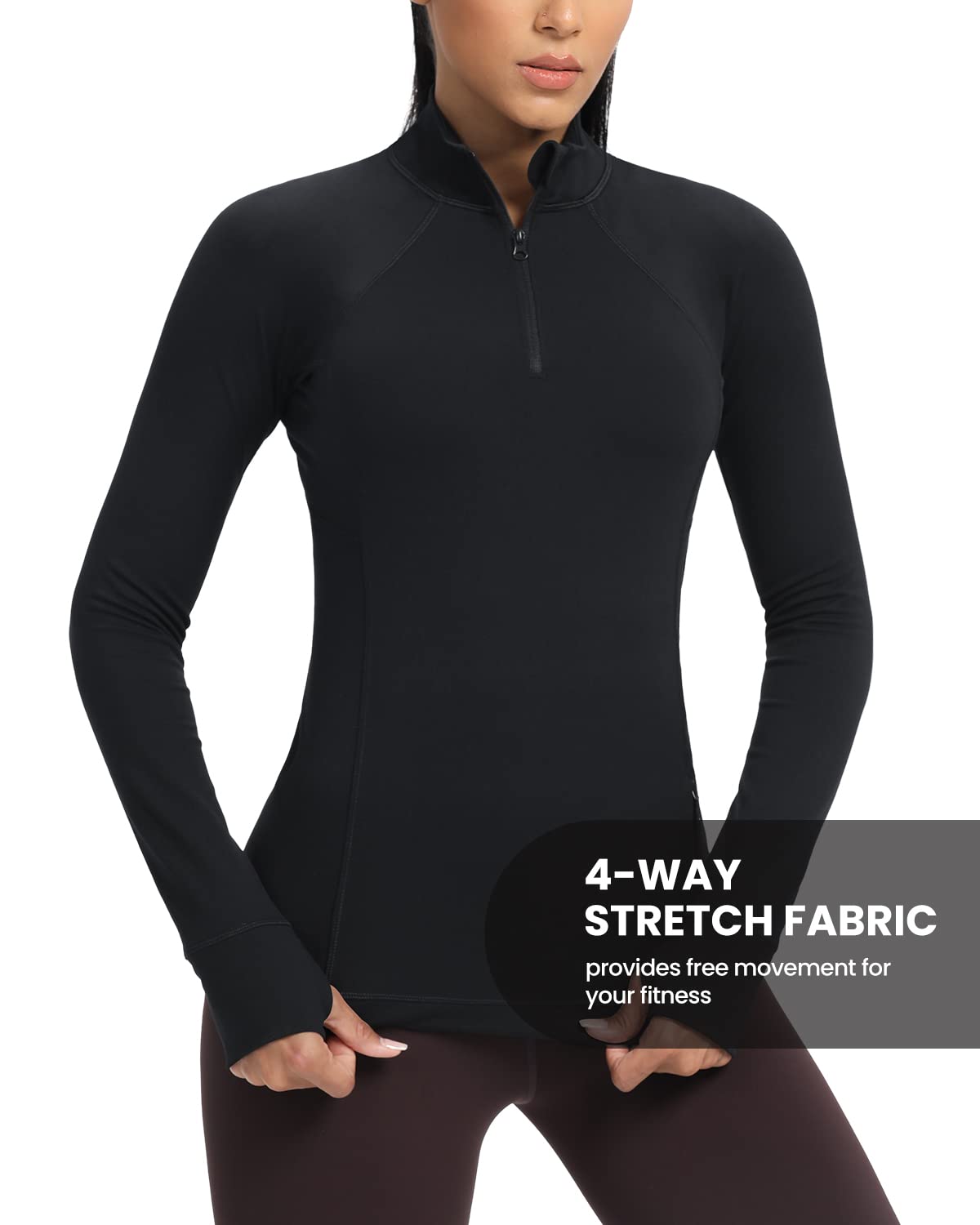 colorskin Quarter Zip Pullover Women Athletic Slim Fit Yoga Tops Long Sleeve Workout Shirts for Women(White,Medium)