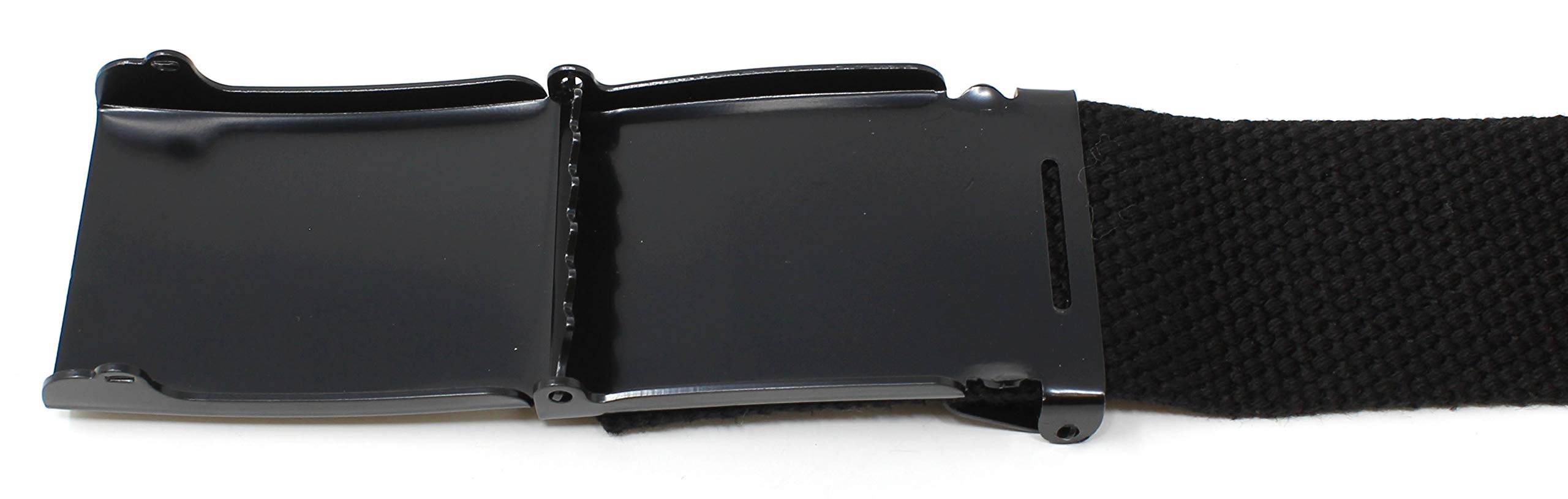 Canvas Web Belt Flip-Top Black Buckle/Tip Solid Color 50" Long 1.5" Wide (Black)