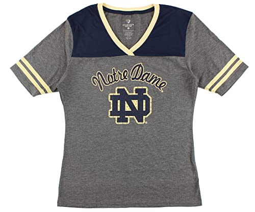 Colosseum Notre Dame V-Neck Womens Active Shirts & Tees Size L, Color: Grey