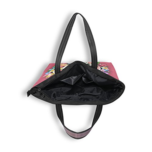My Daily Women Tote Shoulder Bag Bunny Rabbit Flower Easter Handbag Large