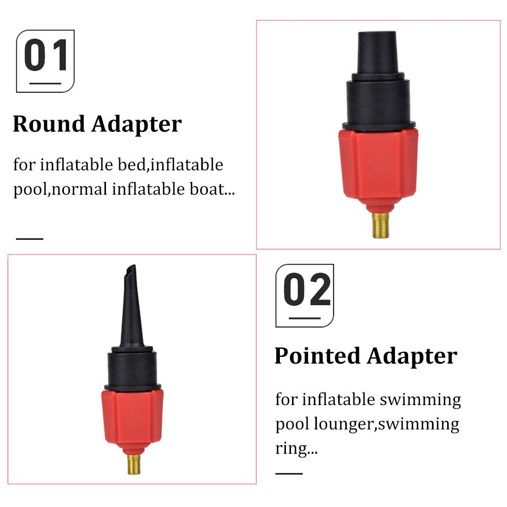 BUENNUS Car Compressor to Inflatable Pump Valve Adapter, Inflatable Valve Adapter with 4 Nozzles for Inflatable Air Mattress,Swimming Ring/Pool,Inflatable Bed/Sofa,Boat,Kayak,SUP and More