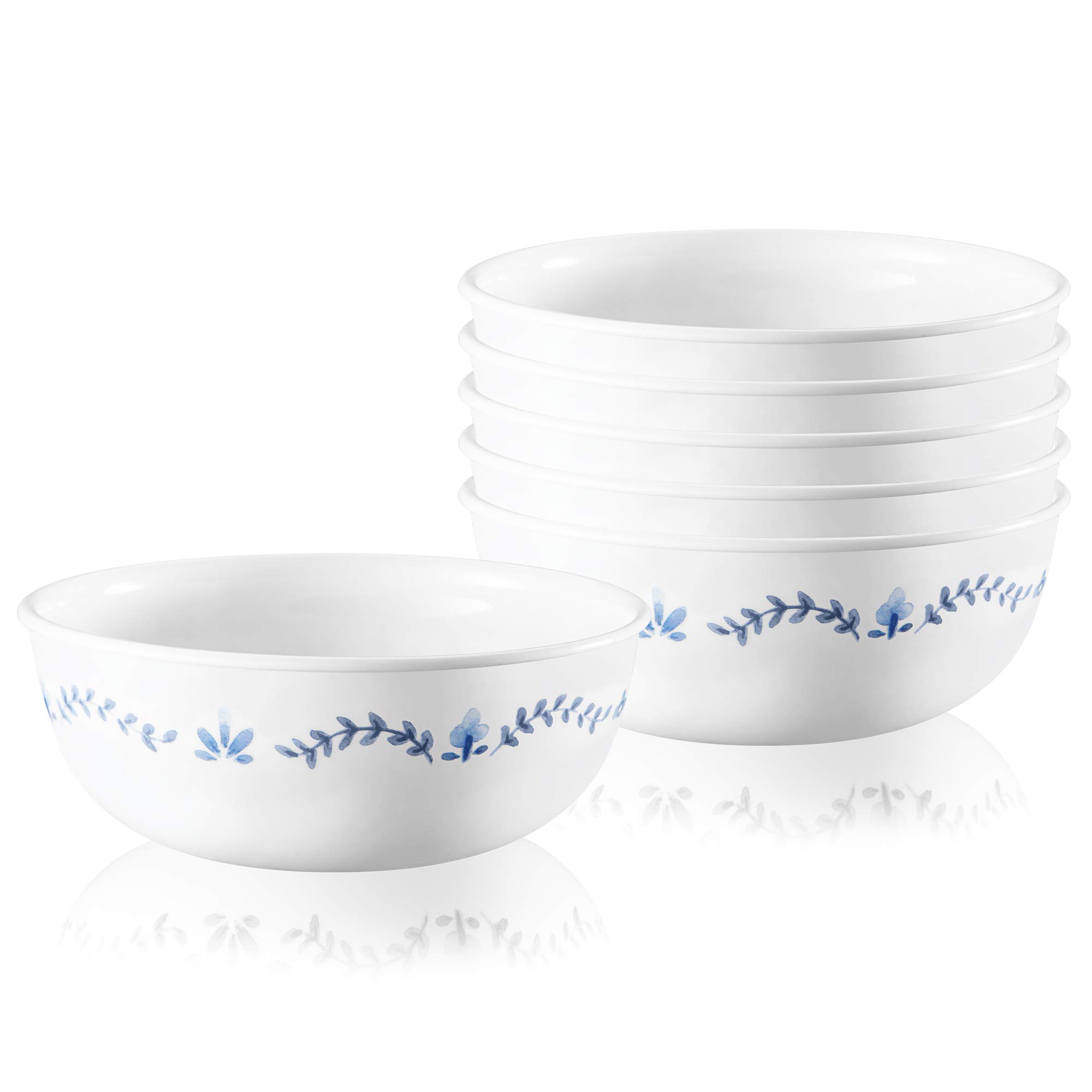 Corelle Vitrelle 6-Piece Soup/Cereal Bowl Set, Triple Layer Glass and Chip Resistant, 16-Oz Lightweight Round Bowls, Portofino