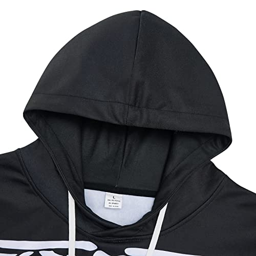 Idgreatim Men Women Halloween Skeleton Hoodie Novelty Realastic 3D Graphic Pullover Sweatshirt with Pocket Novelty Cpsplay Hoody Jacket for Dead Parades XL