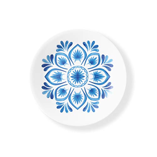 Corelle Vitrelle 18-Piece Service for 6 Dinnerware Set, Triple Layer Glass and Chip Resistant, Lightweight Round Plates and Bowls Set, Lisbon Terrace