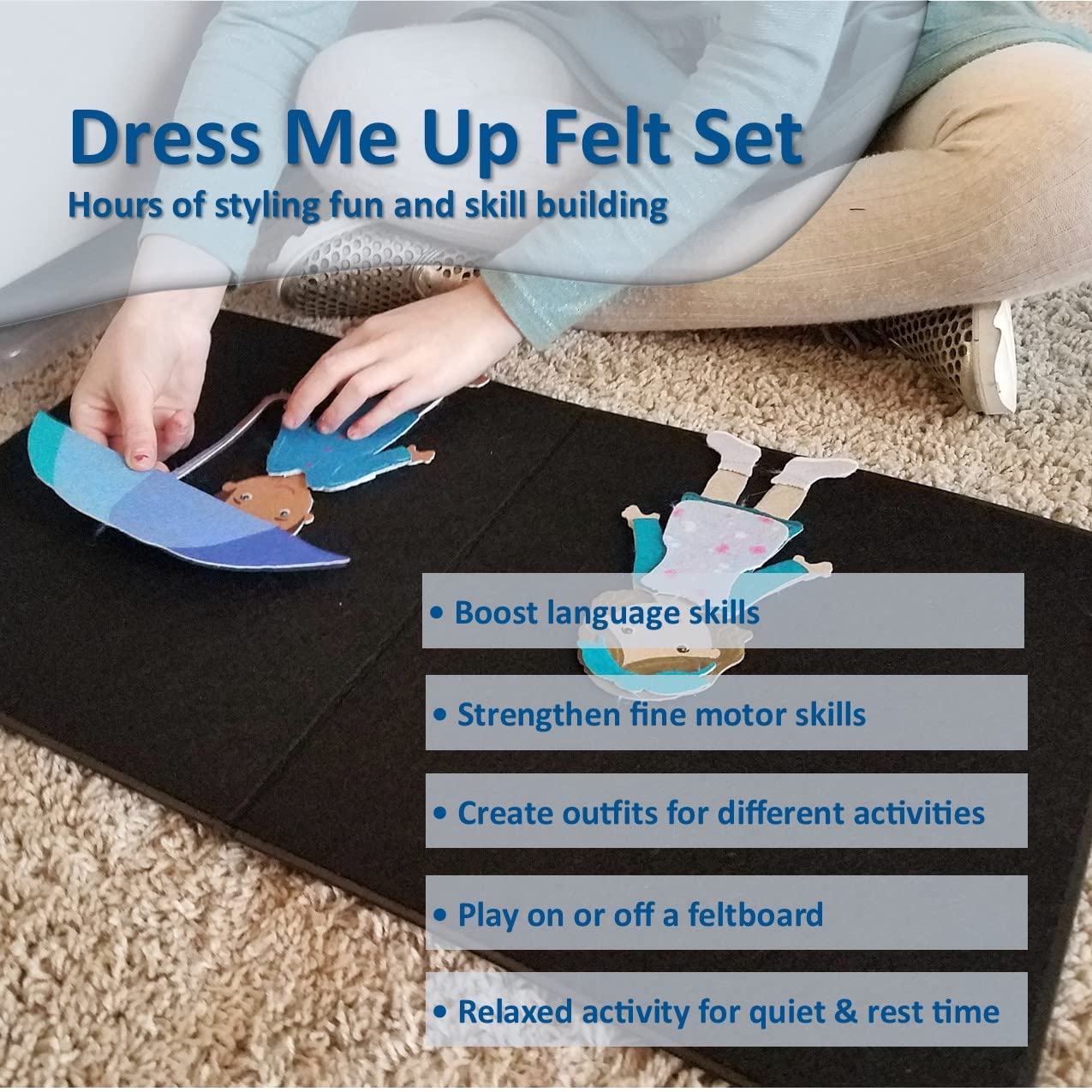 My Felt Story Dress Me Up 56 Pcs - Weather | Felt 8” Doll Figures for Kids | Multicultural Skin Tone Diversity | Fun Classroom Learning Activities