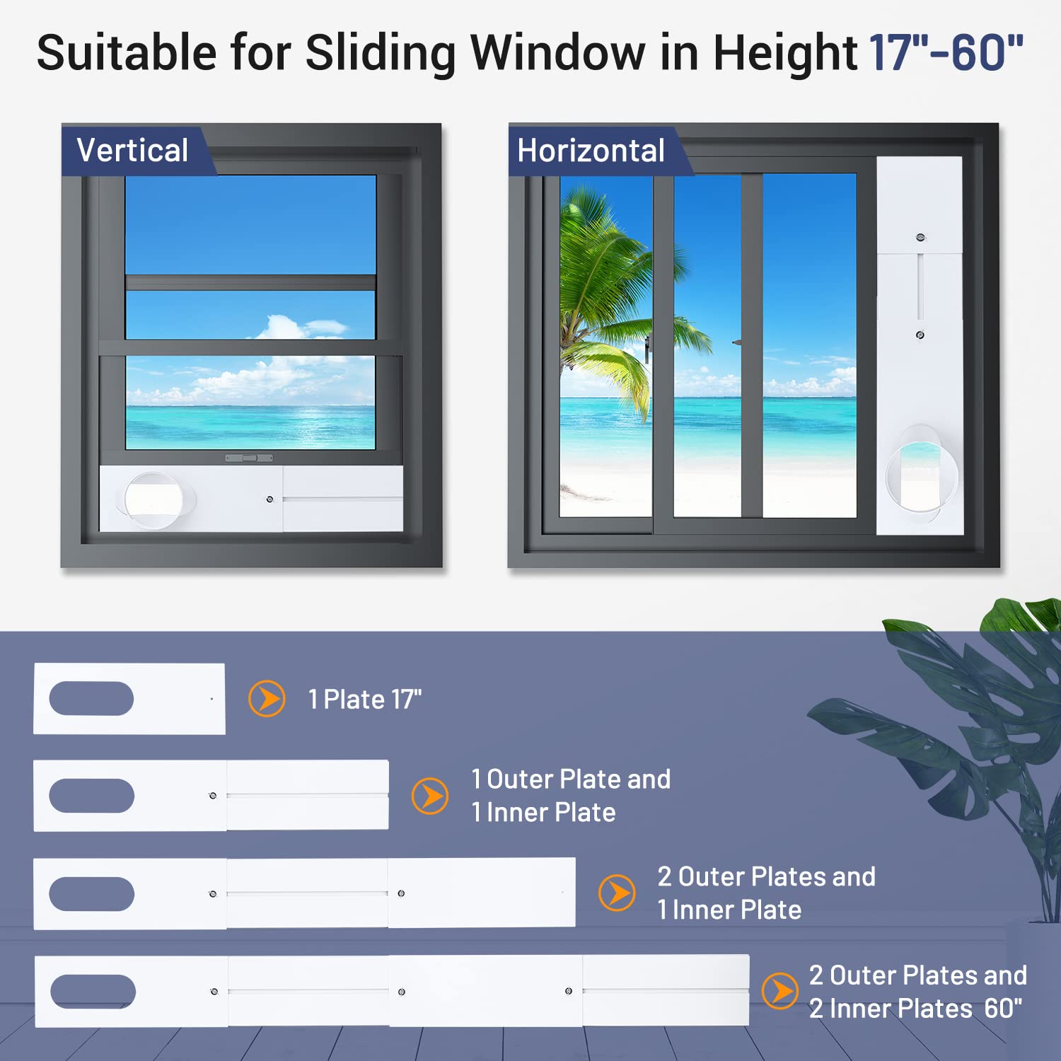 BROSYDA Portable Air Conditioner Window Vent Kit, Upgraded Seamless Portable AC Vent Kit with 5.1" Diameter of Exhaust Hose & Universal Coupler, Adjustable Window Seal Kit for Sliding Window