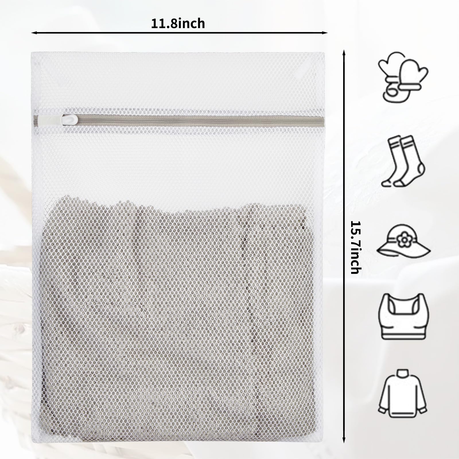DZSEE Mesh Laundry Bags for Delicates β Durable Honeycomb Mesh Wash Bag for Delicates, Socks, Lingerie, and Household Items, with Zipper Closure