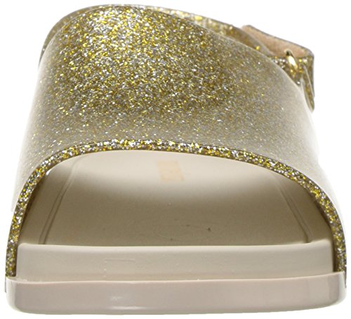 Mini Melissa Baby-Girl's Mini Beach Slide Sandal Flat, gold glitter, 7 M US Toddler