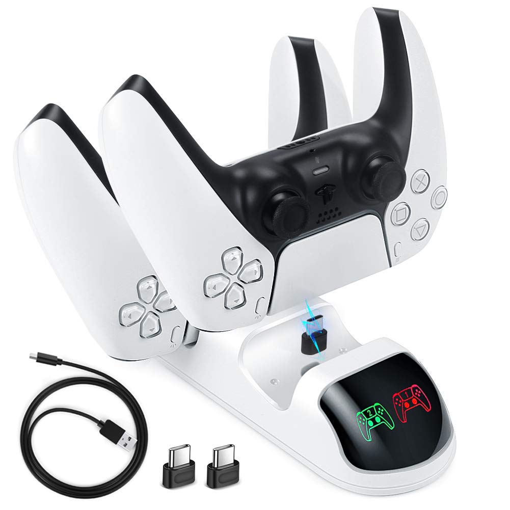 PS5 Controller Charger, findway PS 5 DualSense Controller Charging Station, Dual USB Type-C Fast Charging Dock with LED Indicator, Compatible for Playstation 5 / PS5/ Controller