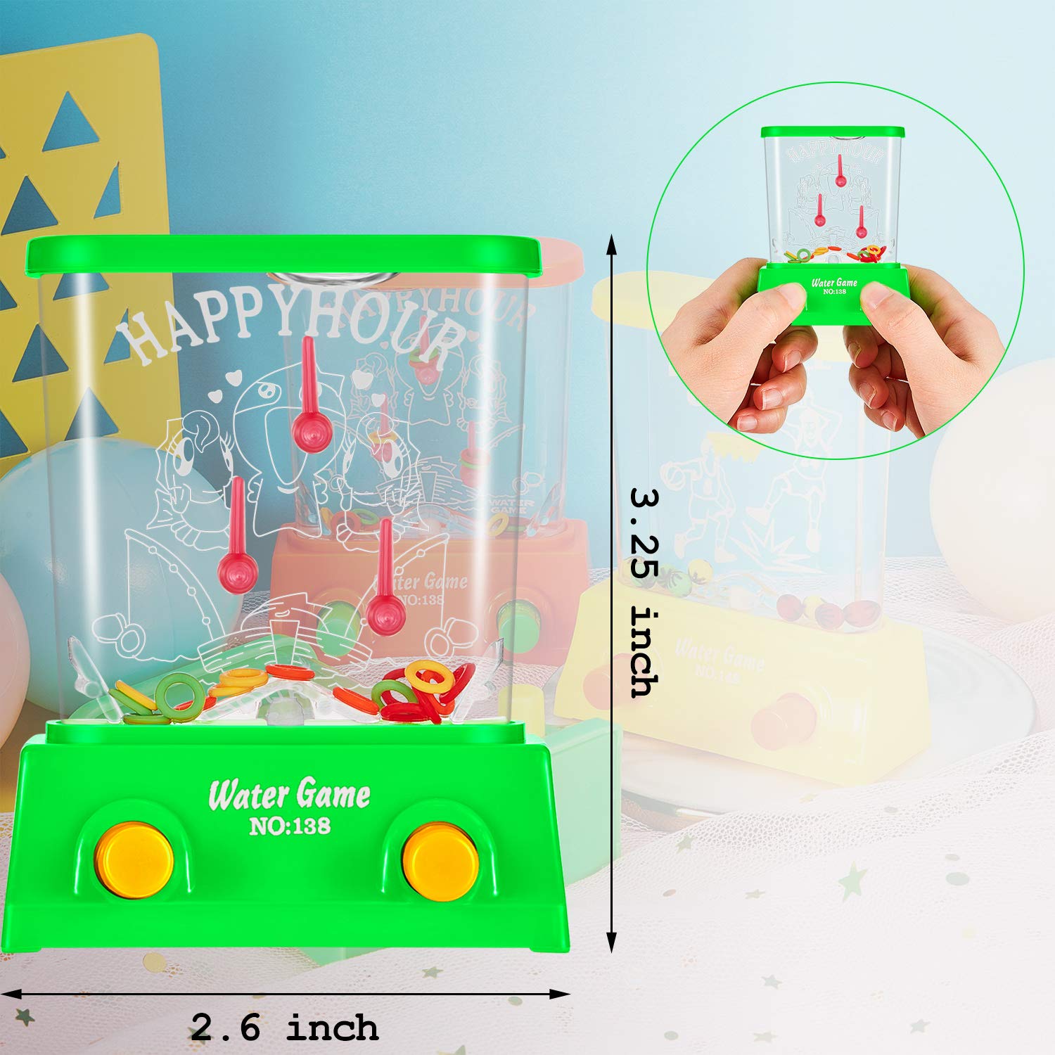 Sumind 8 Pieces Handheld Water Game Arcade Water Ring Water Tables for Fish Rings Basketball Game for Different Ages Christmas Fun Party Favor Stocking Stuffers for Men Retro Pastime, Without Water