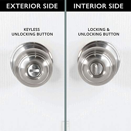 Ilyapa Privacy Door Knobs for Bed and Bath - Colonial Style, Satin Nickel Interior Keyless Turn Thumb Locking Round Door Handle, Satin Nickel, 10 Pack