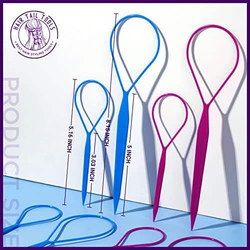 Hair Tail Tool,Teenitor Hair Loop Tool, Hair Pull, Ponytail Pull Through Tool, Hair Threader, Hair Tool Flip for Styling, Updo Hair Braid Tool, Inside Out Ponytail Tool, 8pcs