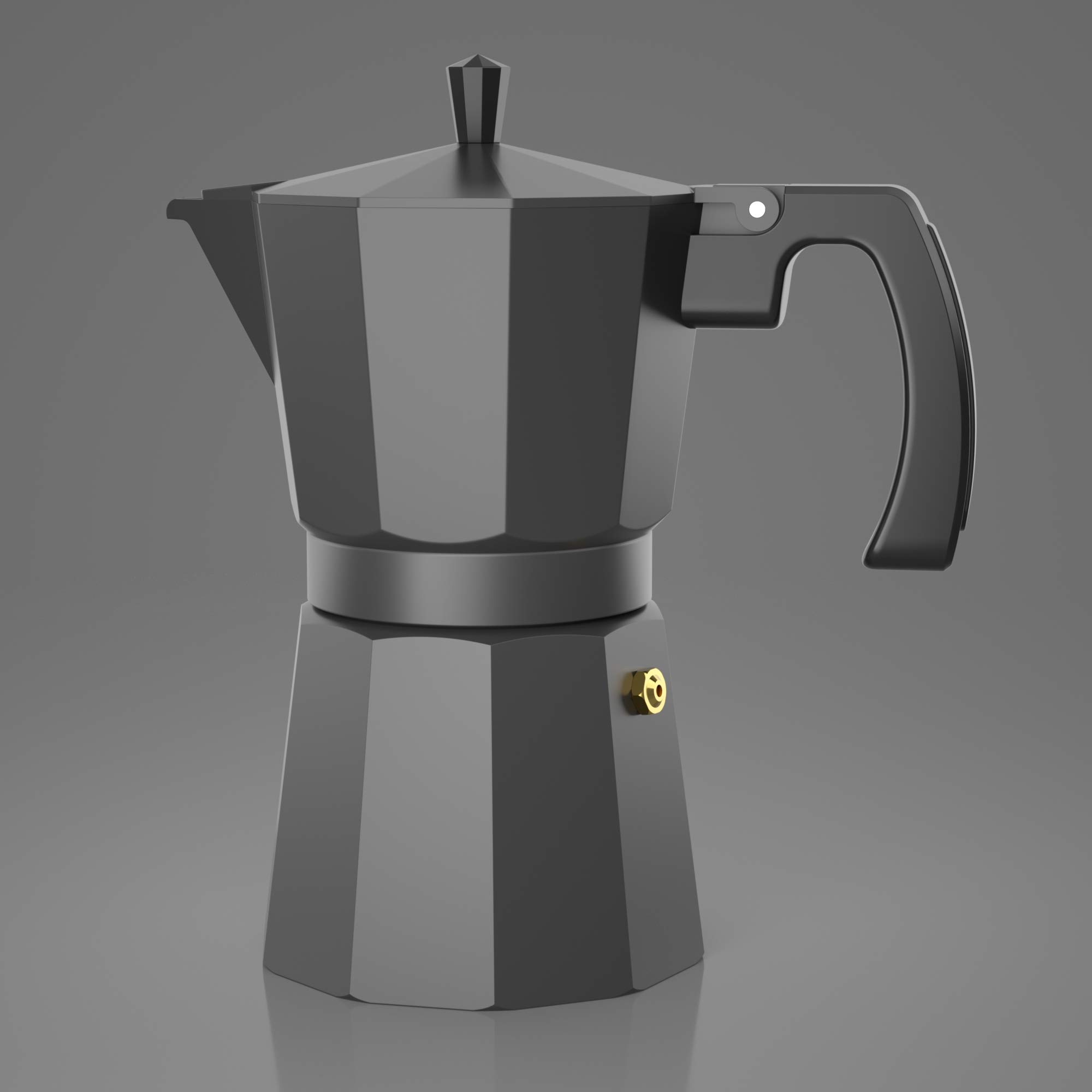 Coffee Gator Moka Pot - 6 Cup, Stovetop Espresso Maker - Classic Italian and Cuban Coffee Percolator w/ 2 Stainless-Steel Cups β Matte Grey Aluminum