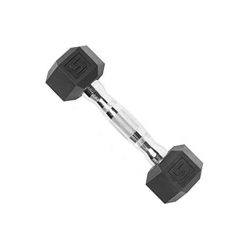 CAP Barbell Coated Hex Dumbbell with Contoured Chrome Handle, Single, 5 Pounds