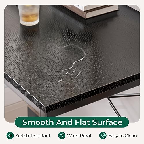 Huuger L Shaped Desk, 39 Inches Computer Desk with Reversible Storage Shelves, Gaming Desk, Corner Desk Home Office Desks, Writing Desk Study Desk with Metal Frame, Black