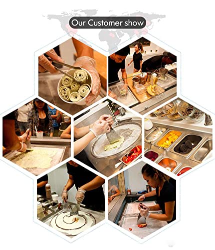 Kolice ETL commercial double square pans fried ice cream machine, frozen yogurt cubes making machine, roll ice cream machine with 10 pcs of refrigerated buckets, 21x21 inches big pan. Auto defrost