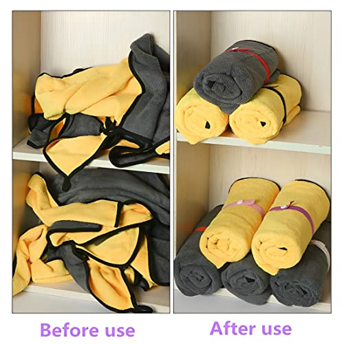 Elastic Band with Buttonholes, 50Pcs Closet Organizer for Bed Sheet, Clothes Organization System for Drawer, Blanket Storage Band, Wardrobe Space Saver for Bedding Comforter Sweater Towel