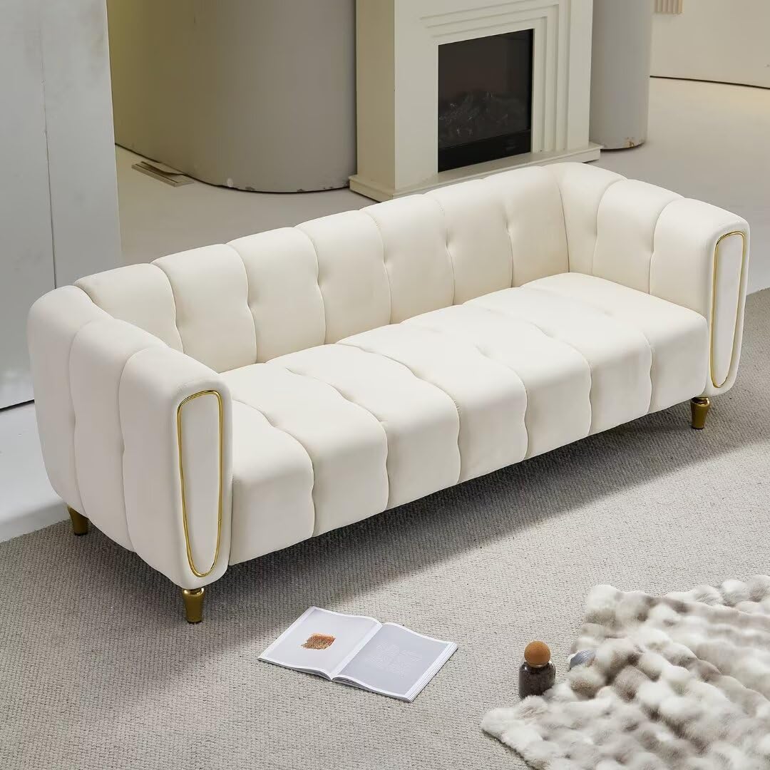 EVERGRATE FURNITURE 83.07" Sofa Couch, Loveseat Sofa, Couches for Living Room, Comfy Velvet Vintage Sofa Futons, Small Couch for Bedroom, Modern Velvet Sofa Couch for Apartment Office